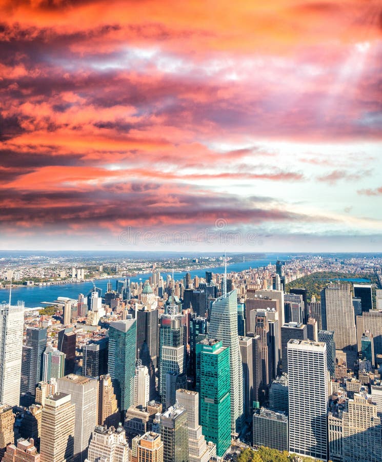 New York City Skyline on a Beautiful Day Stock Image - Image of scenic ...