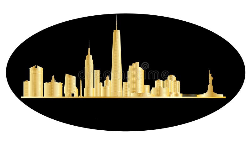 New York City Skyline Gold Stock Illustrations – 47 New York City ...