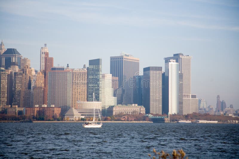 New York City Skyline in Fall Sunset Stock Image - Image of tourism ...