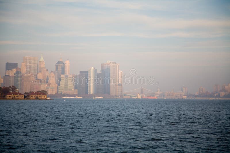 New York City Skyline In Fall Sunset Stock Image - Image of skyline ...