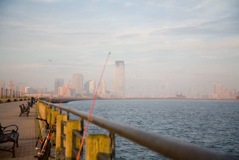 New York City Skyline in Fall Sunset Stock Photo - Image of water ...