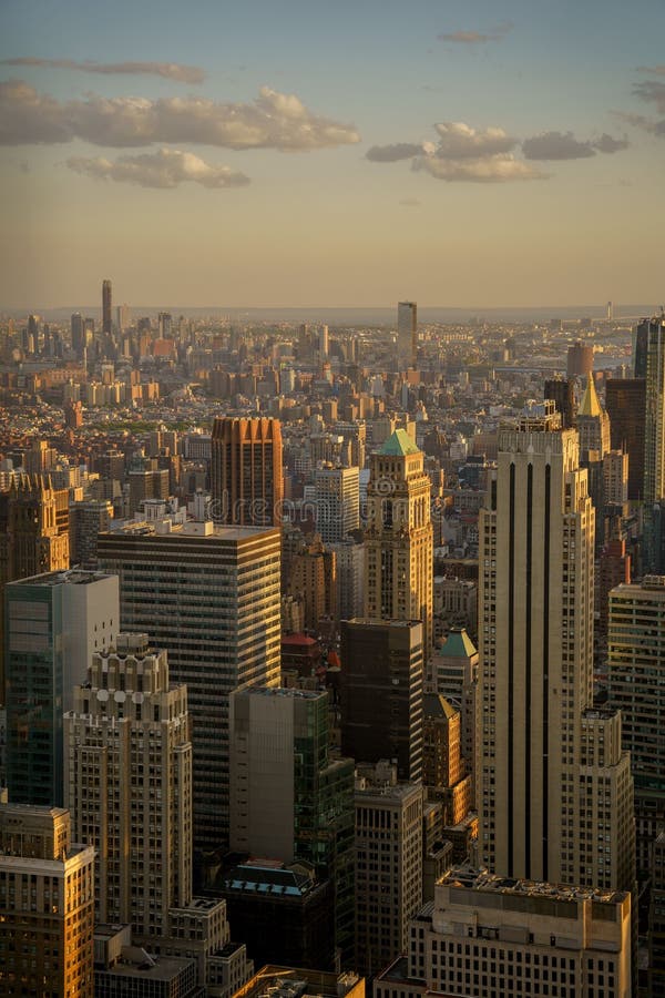 New York City Skyline during a Sunset - Vertical Shot Editorial Stock ...