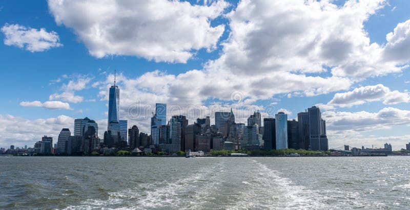 New York City Skyline View from Hudson River Stock Photo - Image of ...