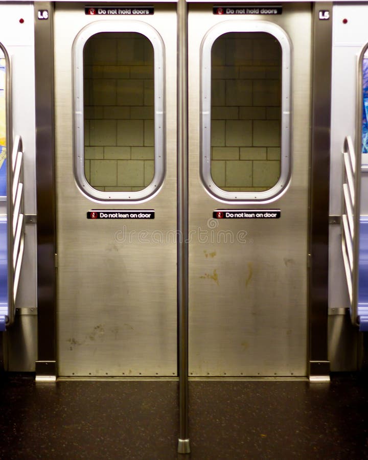 Doors Of New York Subway Car Stock Photo - Image of transport, metal ...