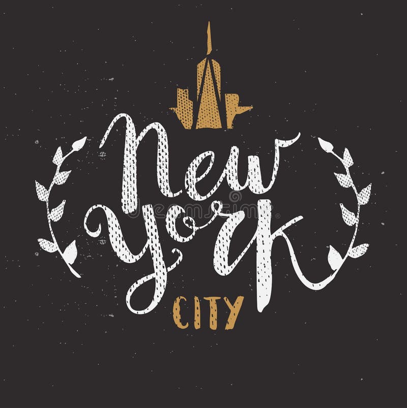 New York City Template Hand Drawn Calligraphy Pen Brush Vector Stock ...