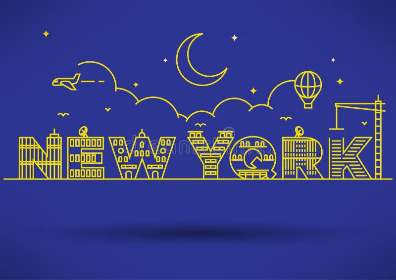 New York City Typography Design with Building Letters Stock Vector ...