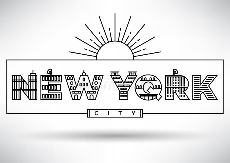 New York City Typography Design with Building Letters Stock ...