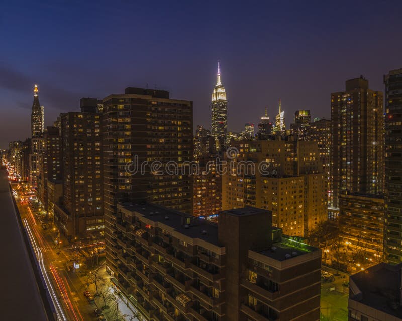 New York City View by Night Stock Image - Image of street, state: 140002605