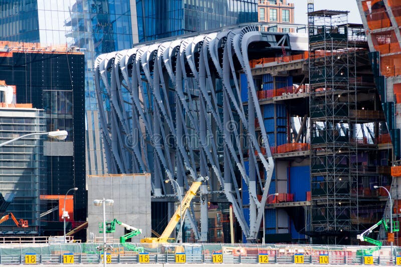 New York Construction Places. New Buildings in Process with Scaffolds ...