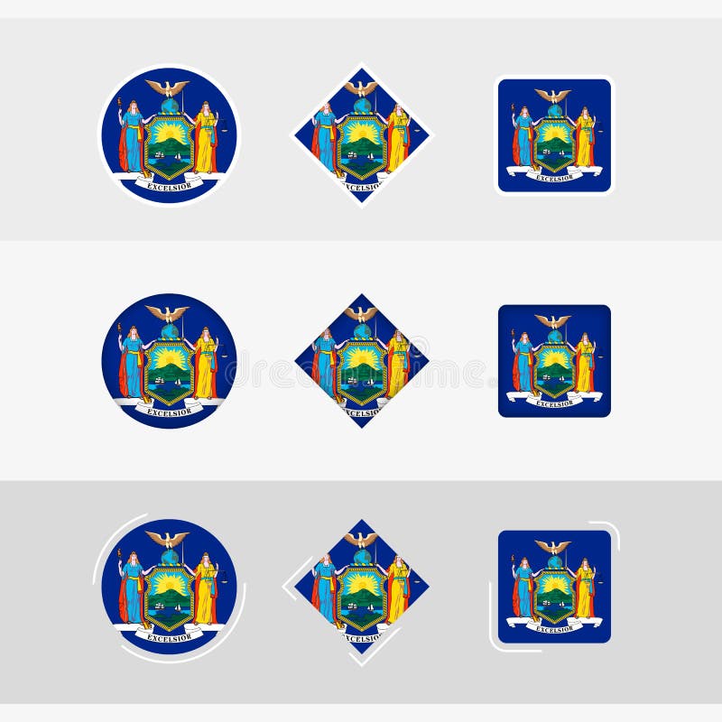New York Flag Icons Set, Vector Flag of New York Stock Vector ...
