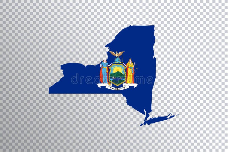 New York Flag and Map, Transparent Background Stock Illustration ...