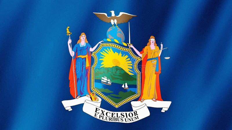 New York Flag Waving in the Wind. Flag of New York State Images Stock ...