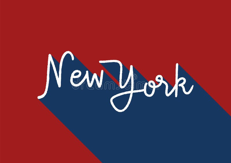 New York Hand Lettering on Red and Blue Background Stock Vector ...