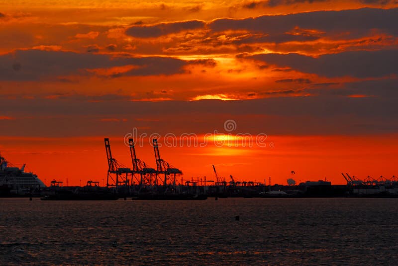 New York Harbor at Sunset stock image. Image of beautiful - 93591689