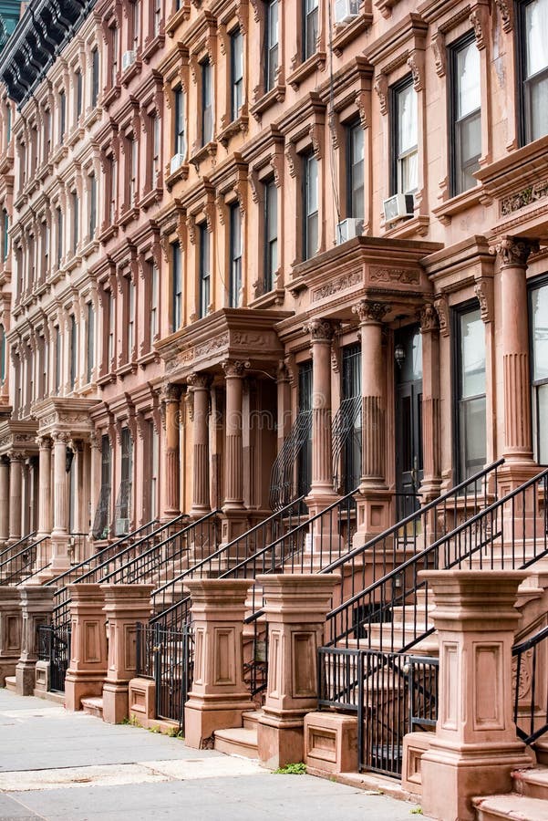 Main Ladder and Entry Door. New York Harlem Buildings. Brown Houses ...