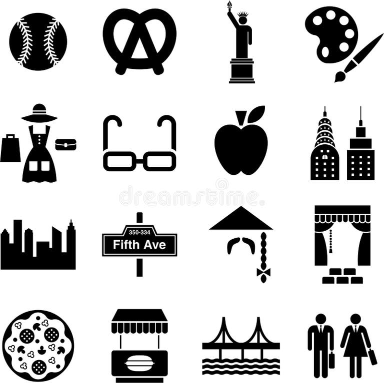 New York City Icons Stock Illustrations – 1,086 New York City Icons ...