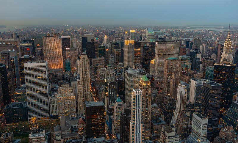 New York Landscape at Sunset Stock Image - Image of twilight, manhattan ...