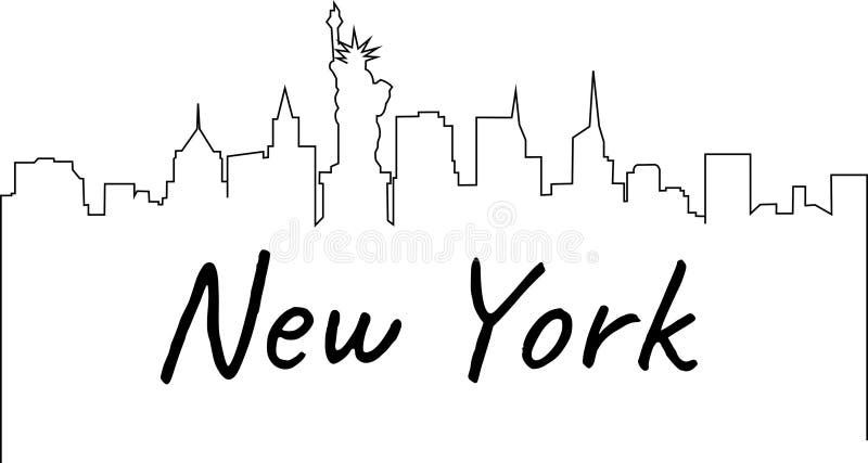 New York Line Drawing Icon Free Vector Stock Vector - Illustration of ...