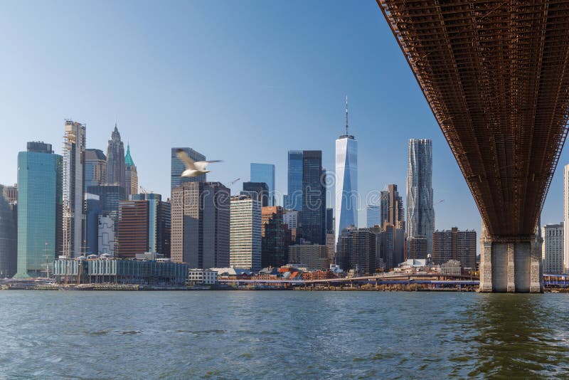 The New York Manhattan Skyline Editorial Stock Photo - Image of golden ...