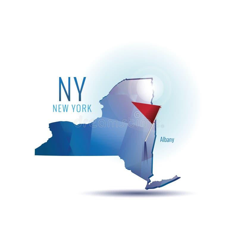 New York Map with Capital City. Vector Illustration Decorative Design ...