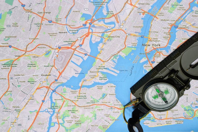 New York map and compass stock photo. Image of north - 36043792