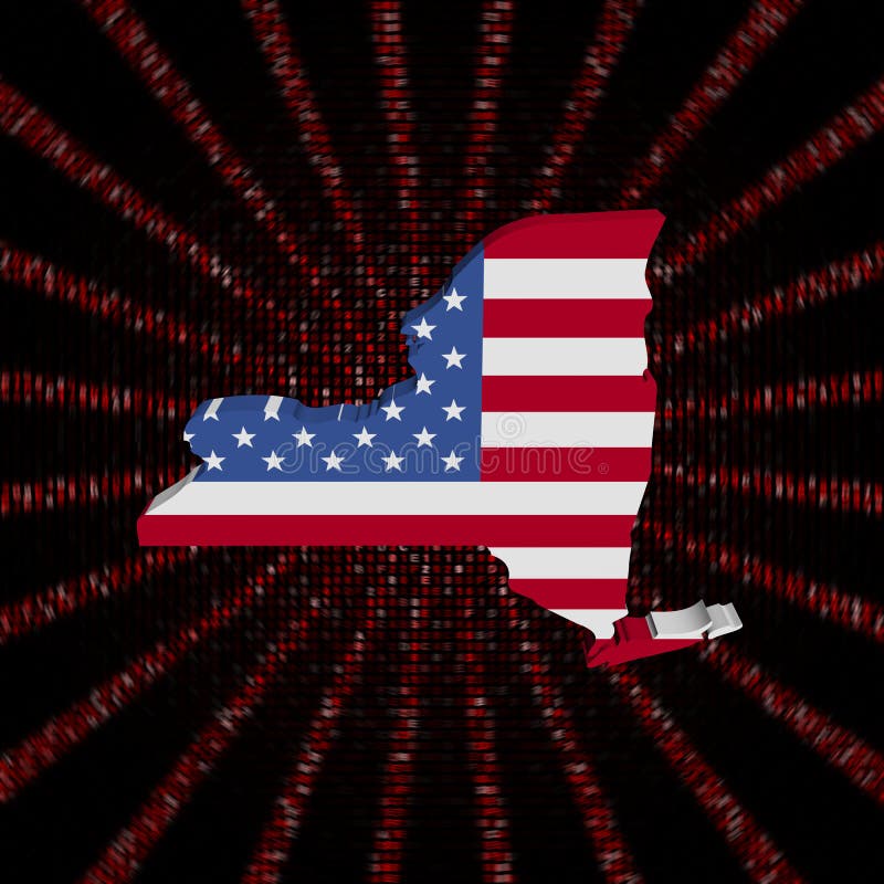 New York Map Flag on Red Hex Code Burst Illustration Stock Illustration ...