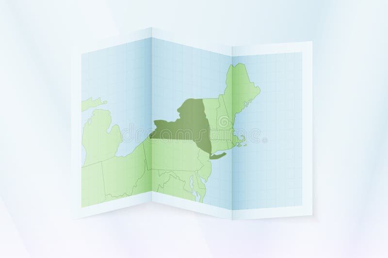 New York Map, Folded Paper with New York Map Stock Vector ...