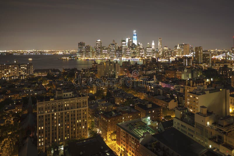 New York by Night - New WTC in Blue Stock Photo - Image of east ...