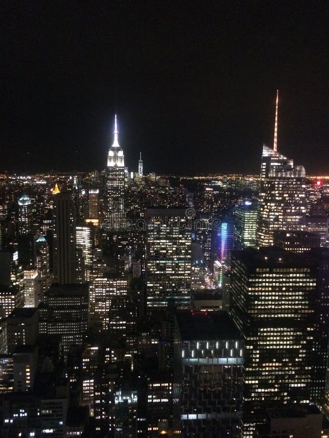 New York at Night Rooftop Views Stock Photo - Image of aerial ...