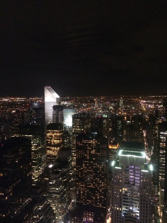 New York at Night Rooftop Views Stock Image - Image of downtown ...