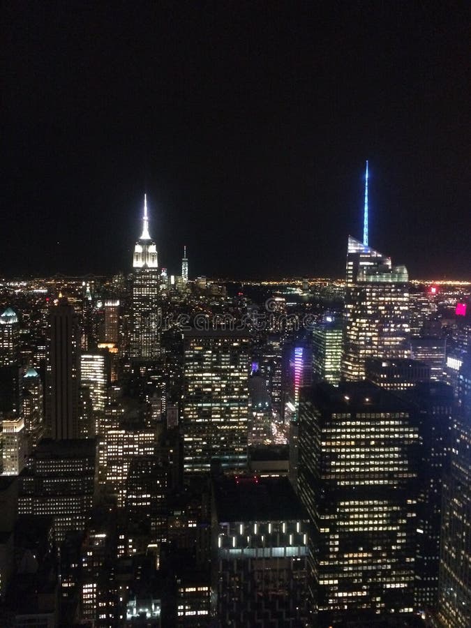 New York at Night Rooftop Views Stock Photo - Image of cityscape ...