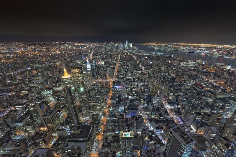 New York Night View Panorama Stock Photo - Image of dawn, blue: 39036634