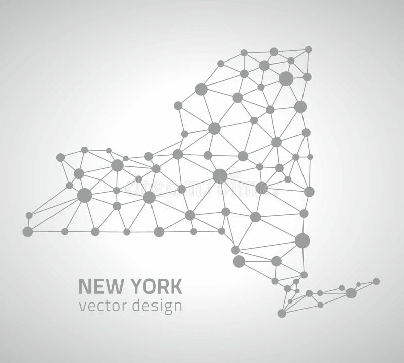New York Vector Dot Grey Outline Polygonal Map Stock Vector ...