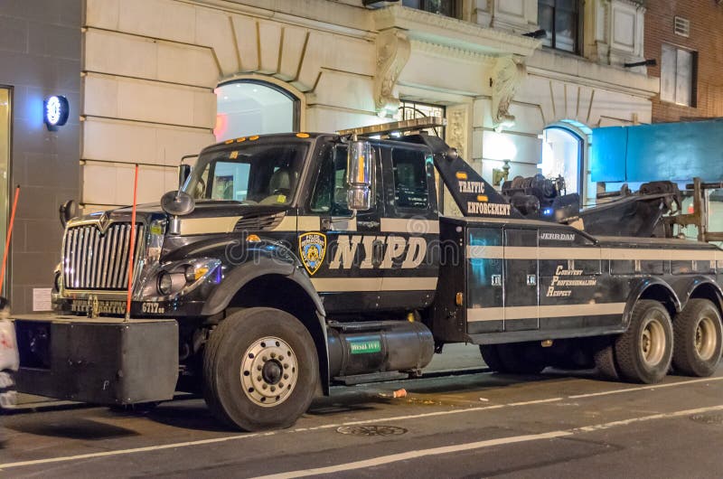 New York Police Department Heavy Duty Tow Truck Parked In Midtown