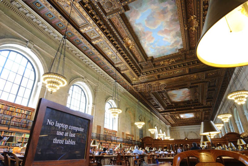 New York Public Library Reading Room Editorial Stock Image - Image of ...