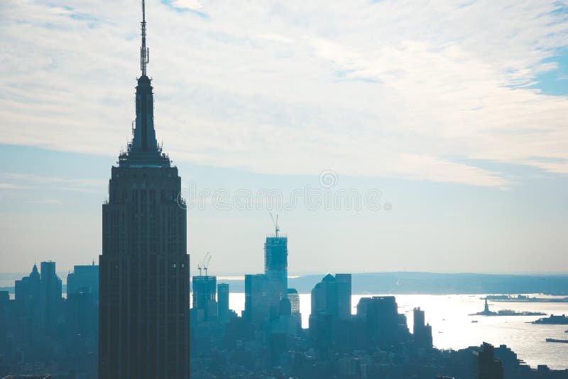 New York Skyline with a Blue Background Editorial Stock Photo - Image ...