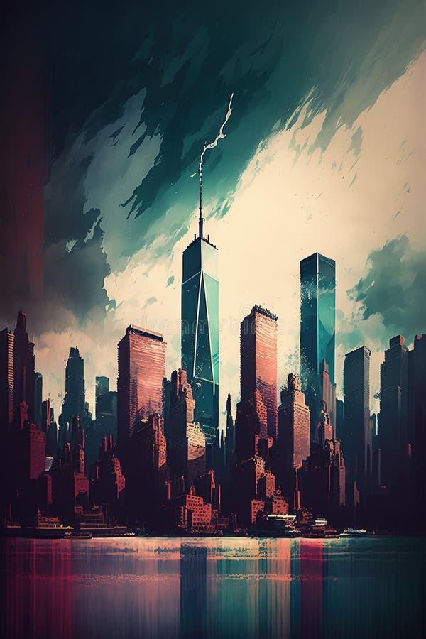 New York Skyline. Generative AI Stock Illustration - Illustration of ...