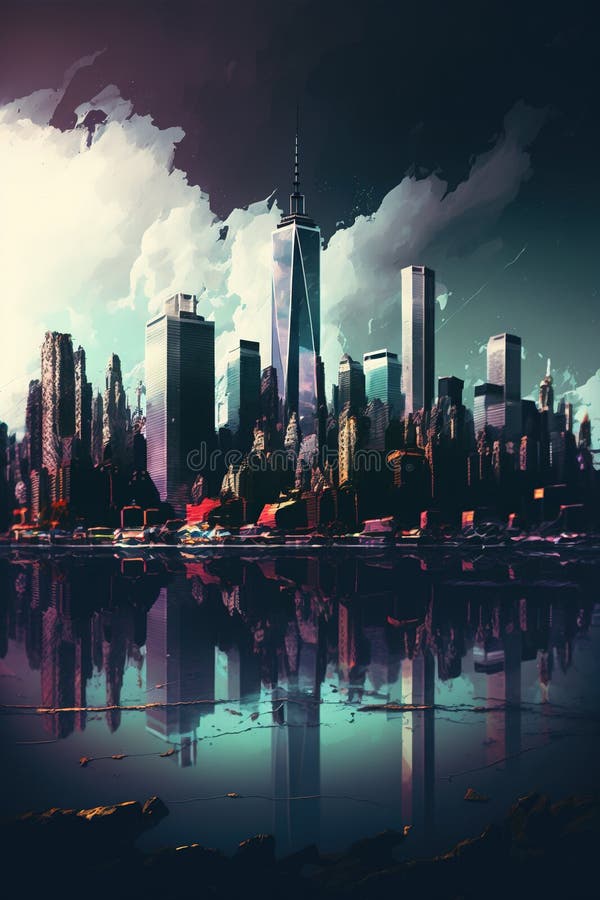 New York Skyline. Generative AI Stock Illustration - Illustration of ...