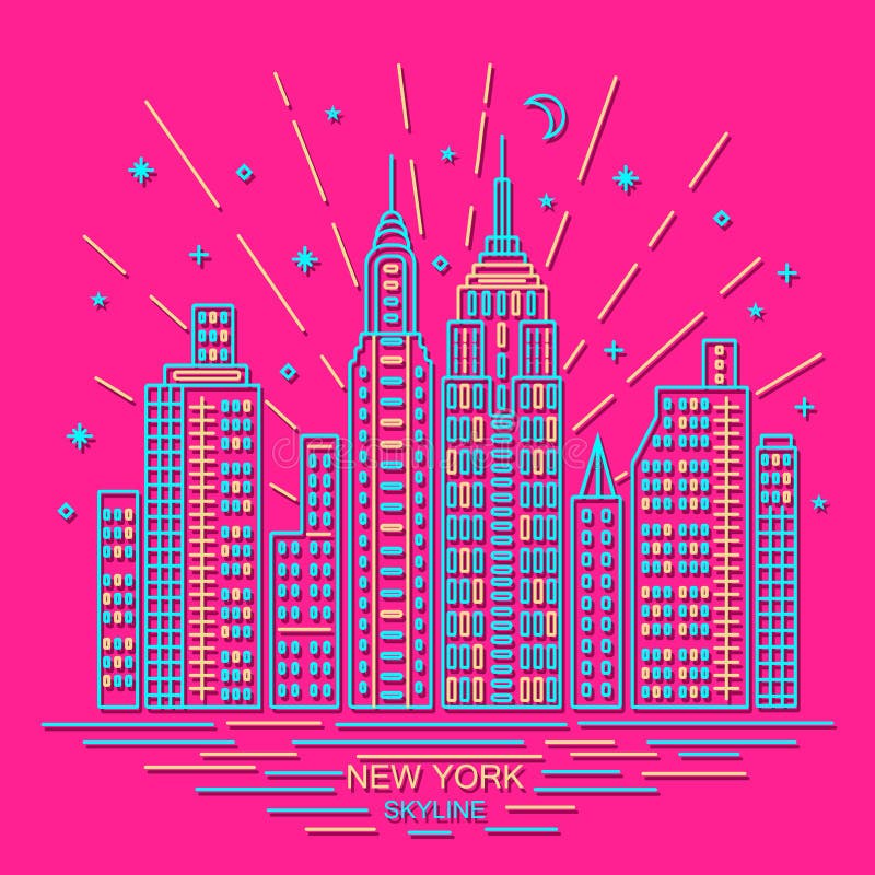 New York Skyline, Outline Design, Illustration Stock Illustration ...