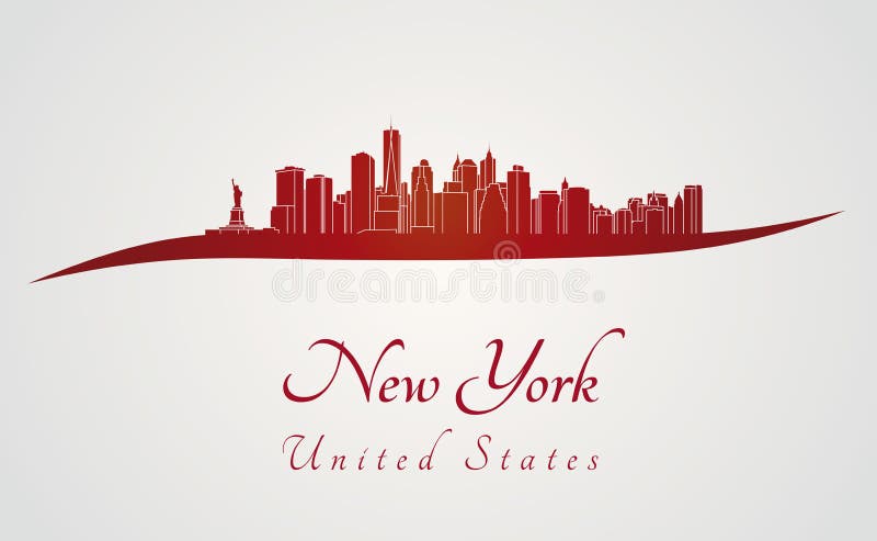 New York skyline in red stock vector. Illustration of landscape - 35330419
