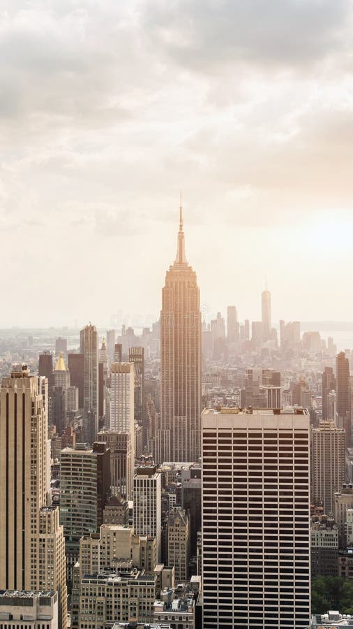New York Skyscraper Towers at Sunset Aerial View Stock Image - Image of ...