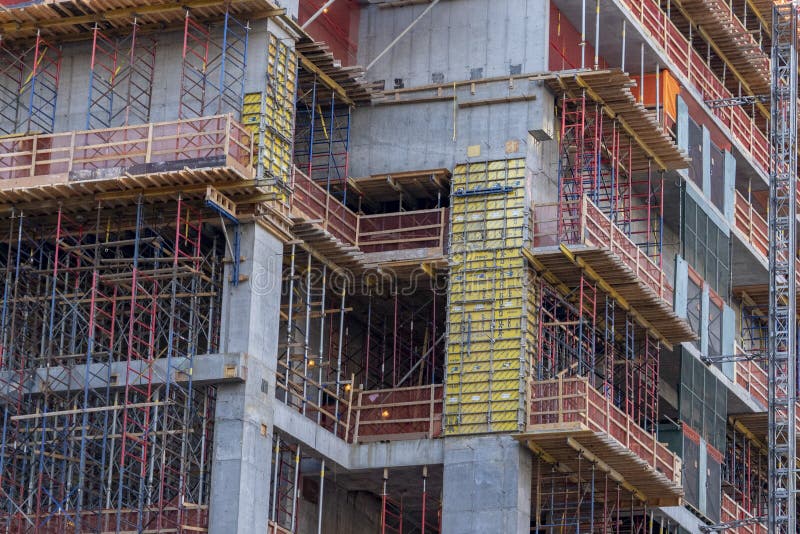 New York Skyscraper Under Construction Detail Stock Photo - Image of ...