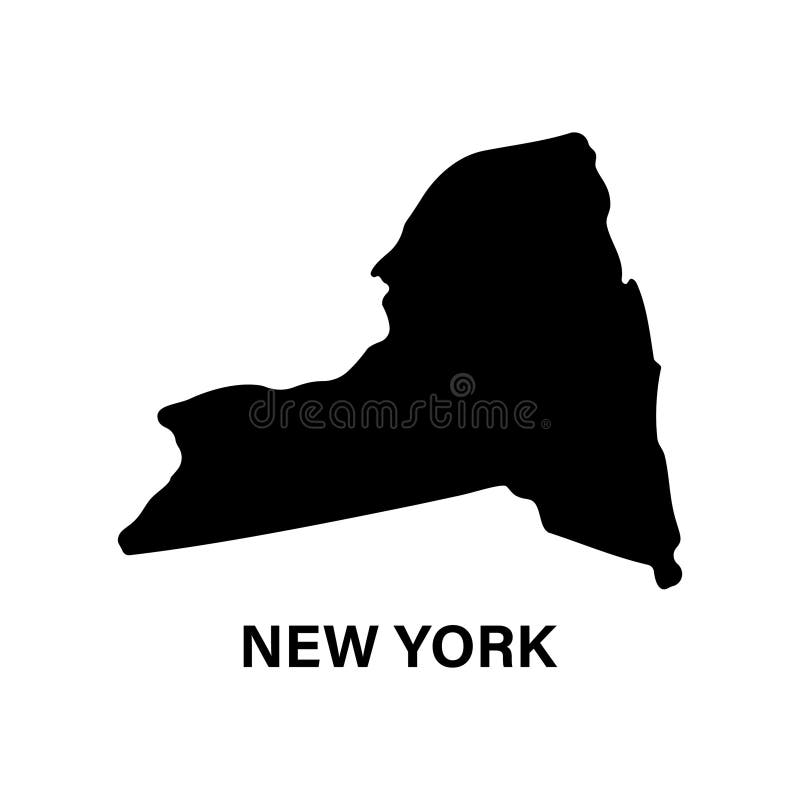 New York State Map Silhouette Icon. Stock Vector - Illustration of ...