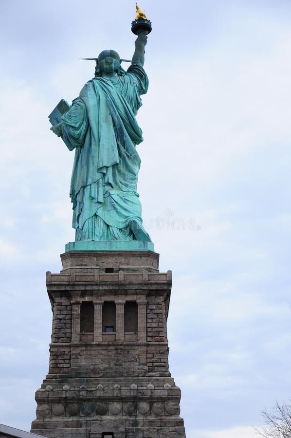 New York Statue of Liberty Back Scene Stock Photo - Image of waterfall ...