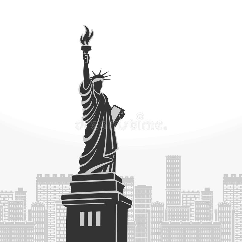 New York Statue of Liberty Symbol Stock Illustration - Illustration of ...