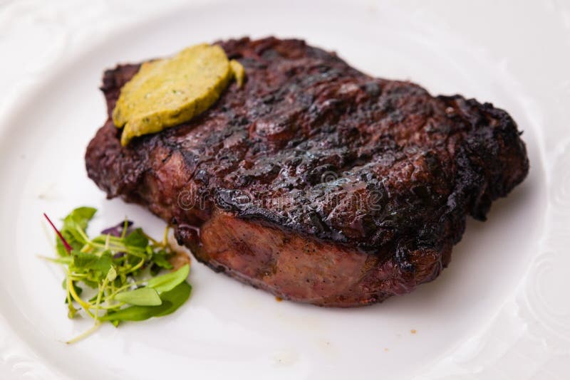 New York steak stock photo. Image of butter, main, garnish - 75795966