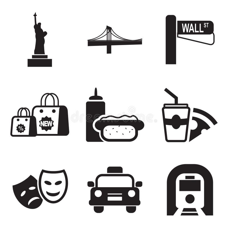 New York symboler stock illustrationer. Illustration av manhattan ...