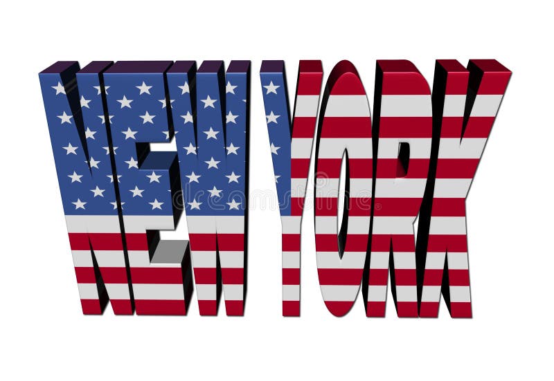 New York Text with American Flag Stock Illustration - Illustration of ...