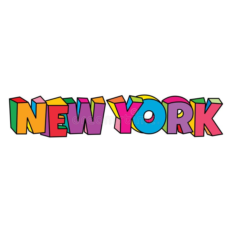 New York Text Logo Design Vector Cartoon Colorful Stock Vector ...