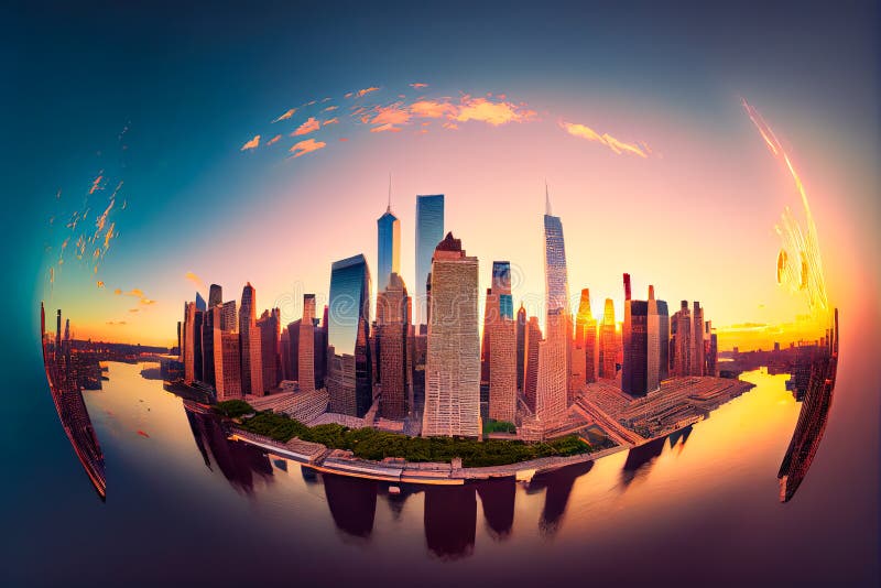 New York Top View Spherical Illustration. Generative AI Stock ...